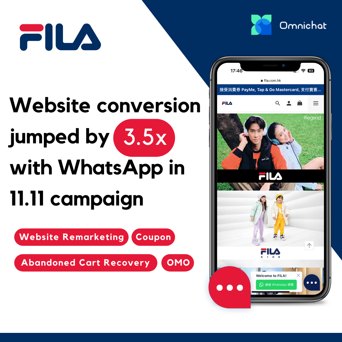 FILA's Website Conversion Jumped by 3.5x through WhatsApp｜Omnichat